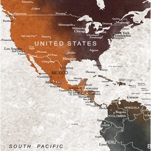 Push Pin World Map With Usa States Canvas Print Extra Large | Etsy