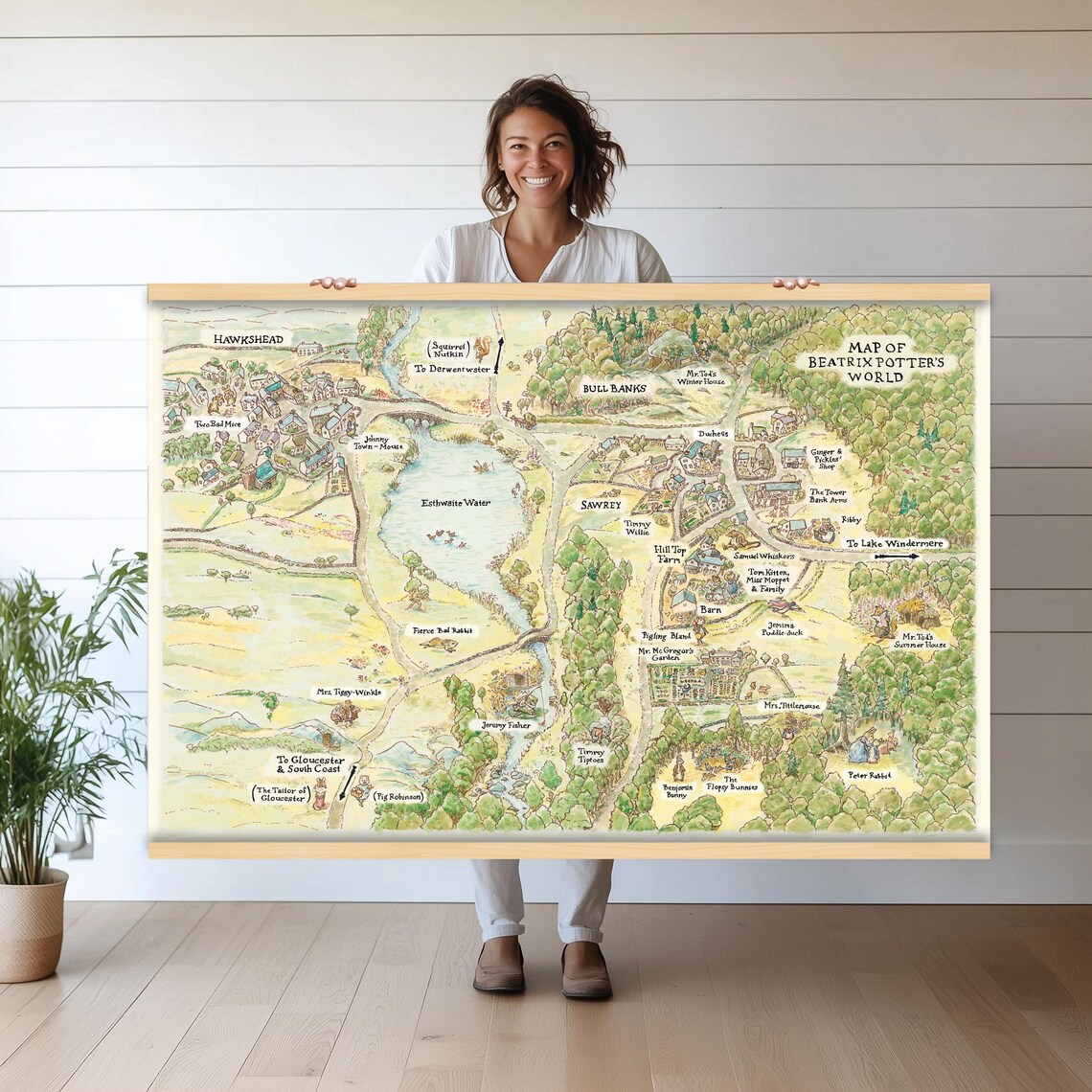 Peter Rabbit World Map | Vintage Watercolor Canvas Wall Hanging - Etsy