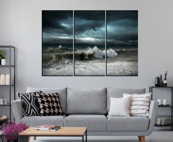 Large Ocean storm waves wall art canvas waves canvas print | Etsy