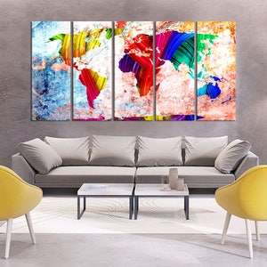 Huge Large World Map on Canvas World Map Unique World Map in - Etsy