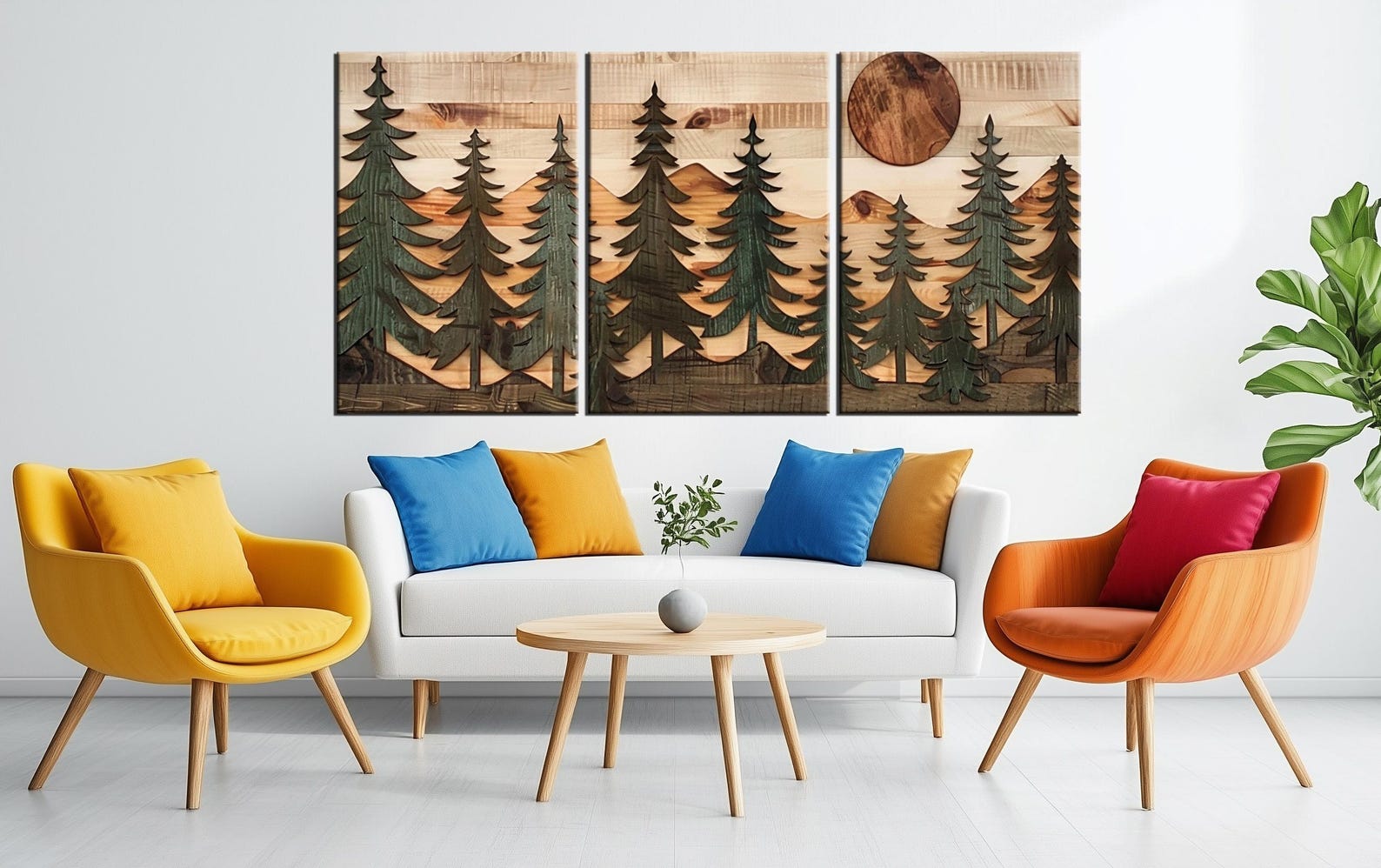 Rustic Wood Effect Mountain Canvas Print | Nature-inspired Forest ...