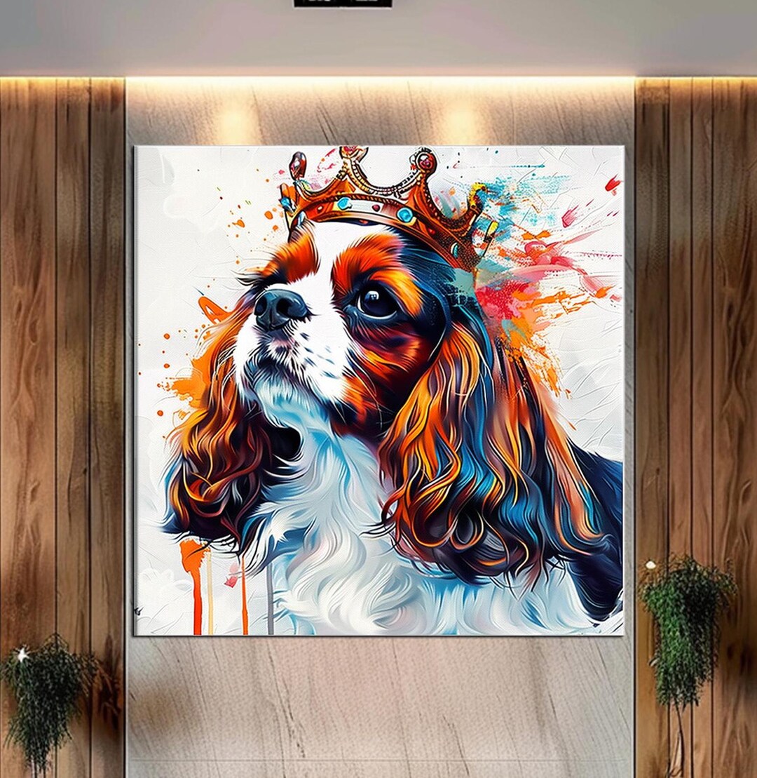 Royal Cavalier King Charles Spaniel Canvas Print – Vibrant Abstract Dog ...