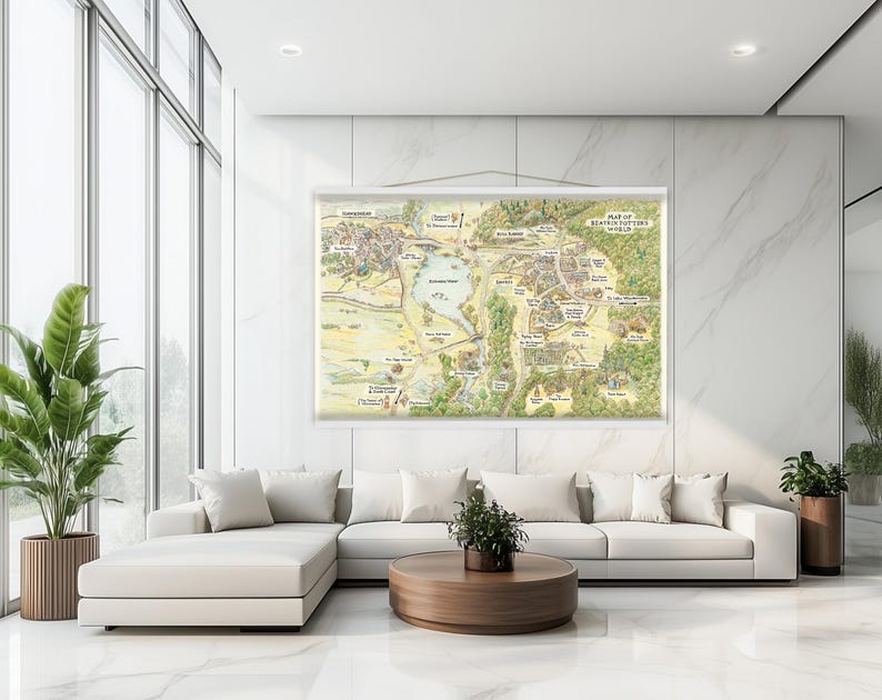 Peter Rabbit World Map | Vintage Watercolor Canvas Wall Hanging - Etsy