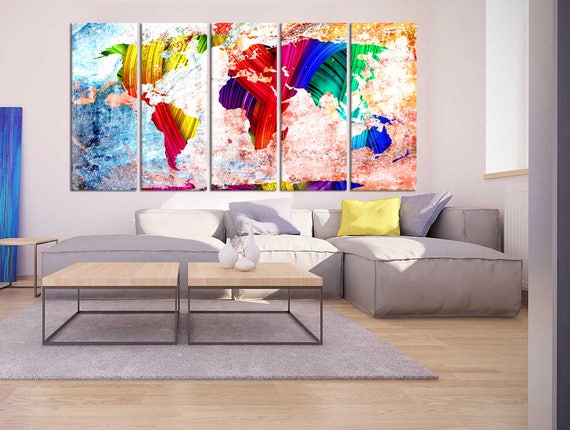 Huge large world map on canvas world map unique world map in | Etsy