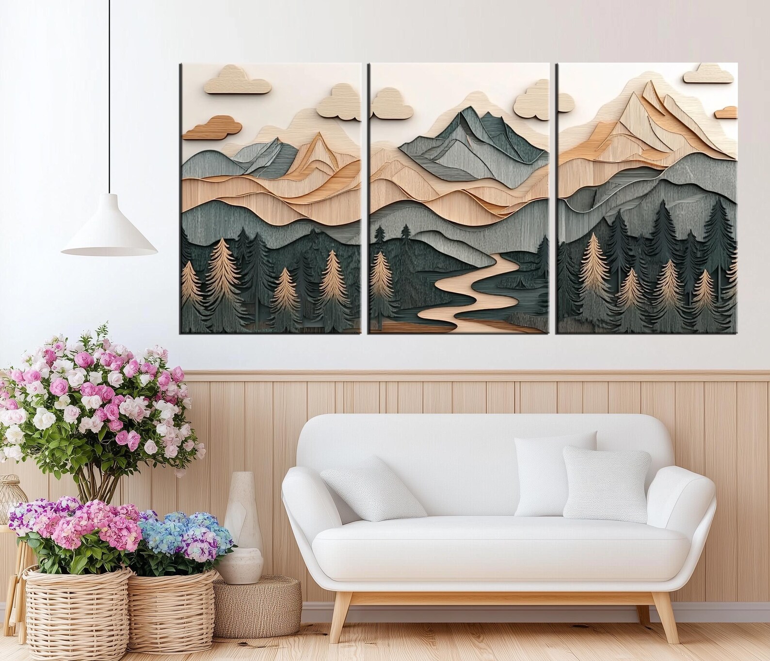 Layered Mountain Landscape Canvas Print | Modern Nature Wall Art for ...