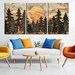 Sunset Mountain Wood Wall Art - 3D Layered Woodland Scene - Large ...