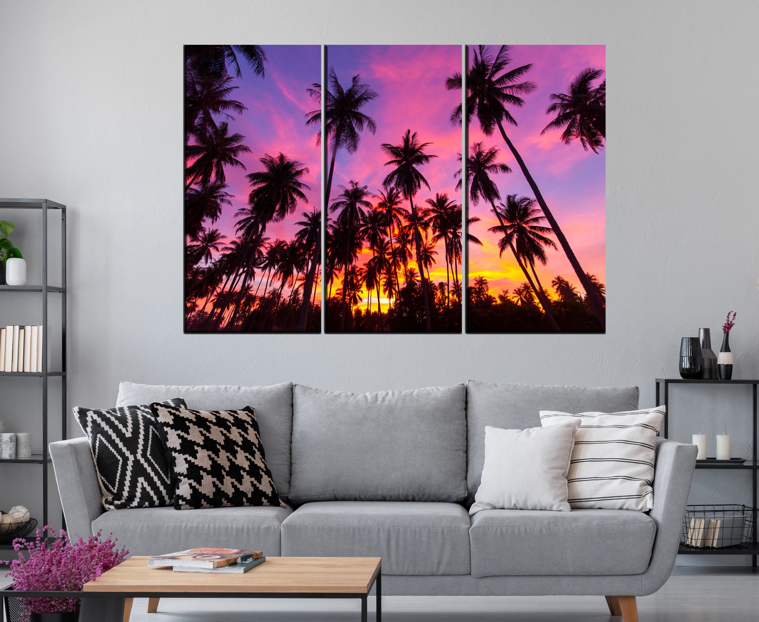 Palm trees wall art palm suntes canvas print palm wall decor | Etsy