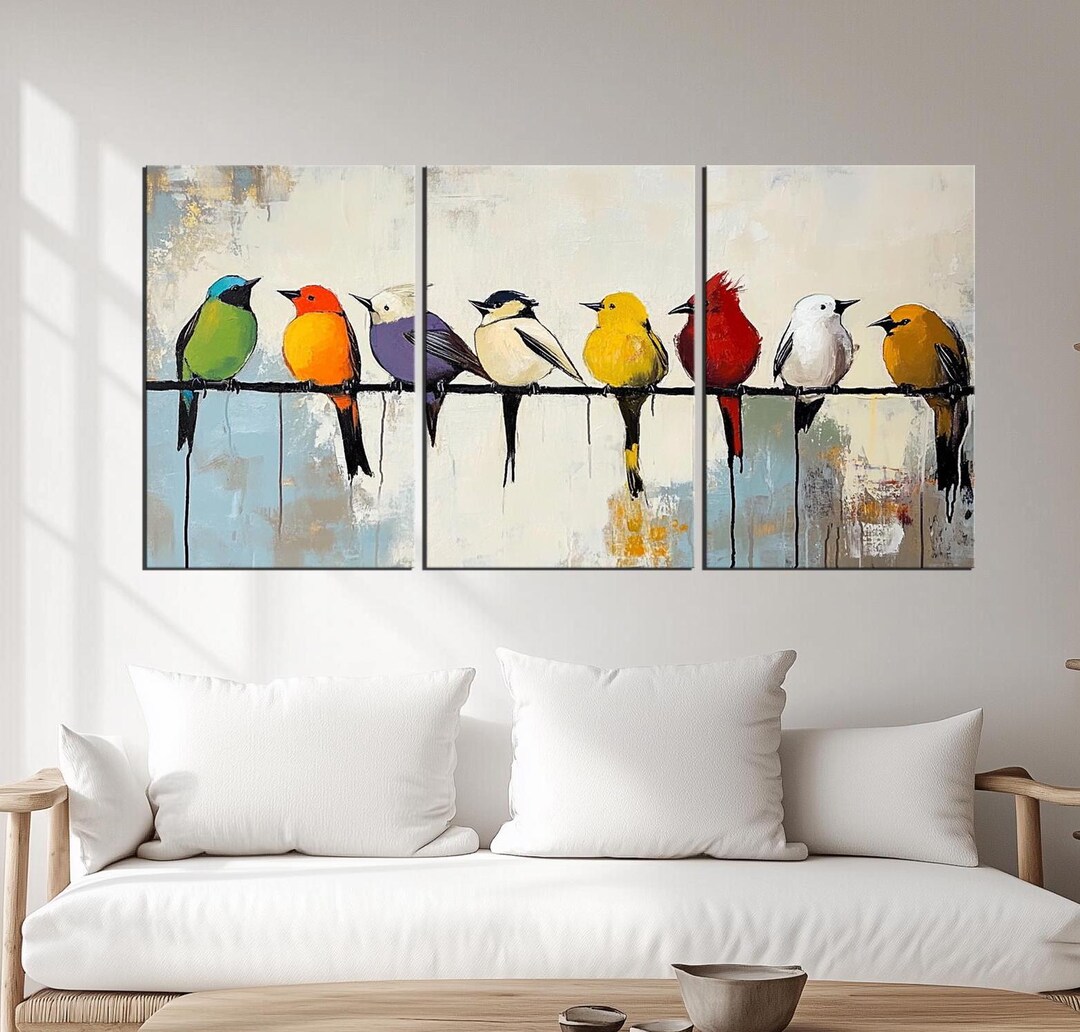 Colorful Birds Canvas Print | Large Wall Art for Living Room | Vibrant ...