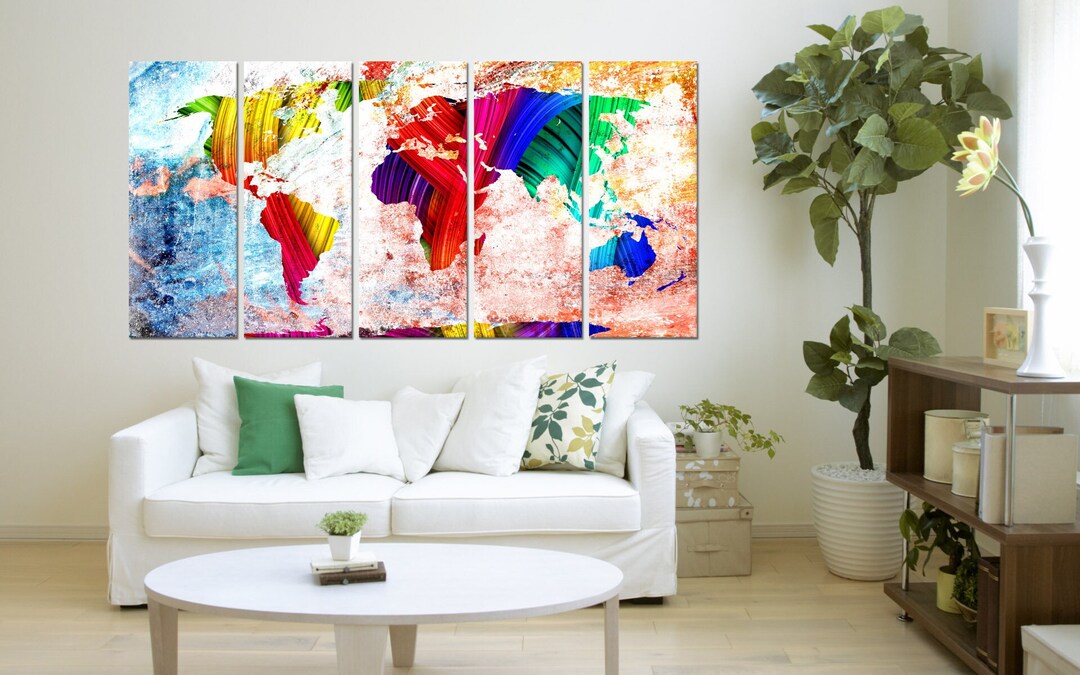 Huge Large World Map on Canvas World Map Unique World Map in - Etsy