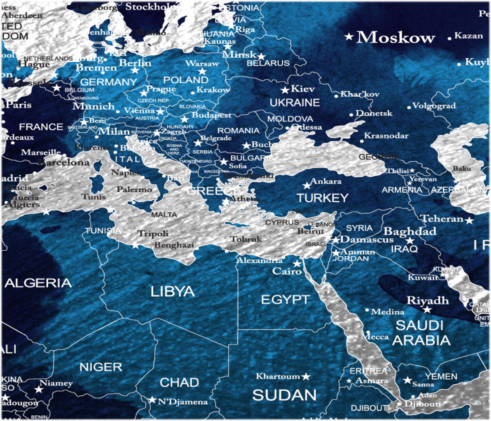 Silver World Map Push Pin Wall Art Canvas Print 3 Panel Blue | Etsy