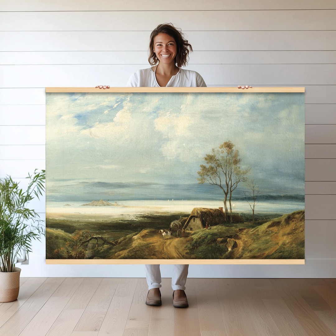 Vintage Seaside Landscape Tapestry | Extra Large Canvas Wall Hanging ...