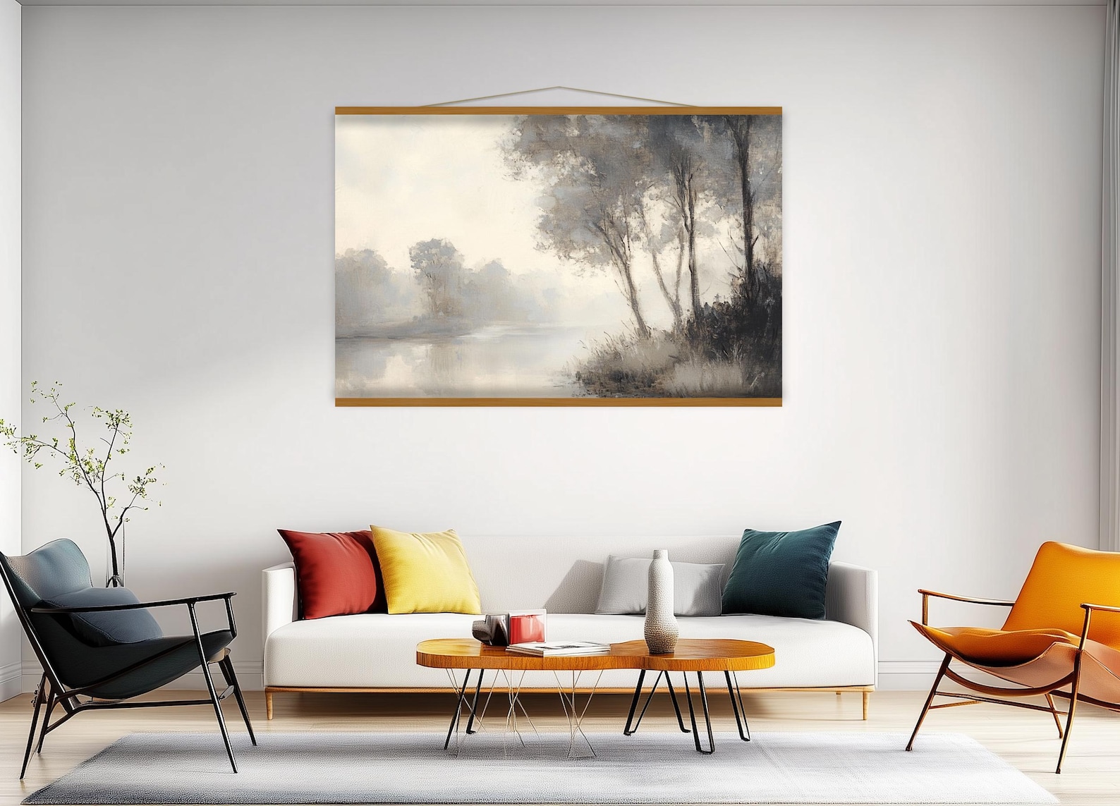 Black and White Forest Landscape Wall Art | Extra Large Monochrome ...