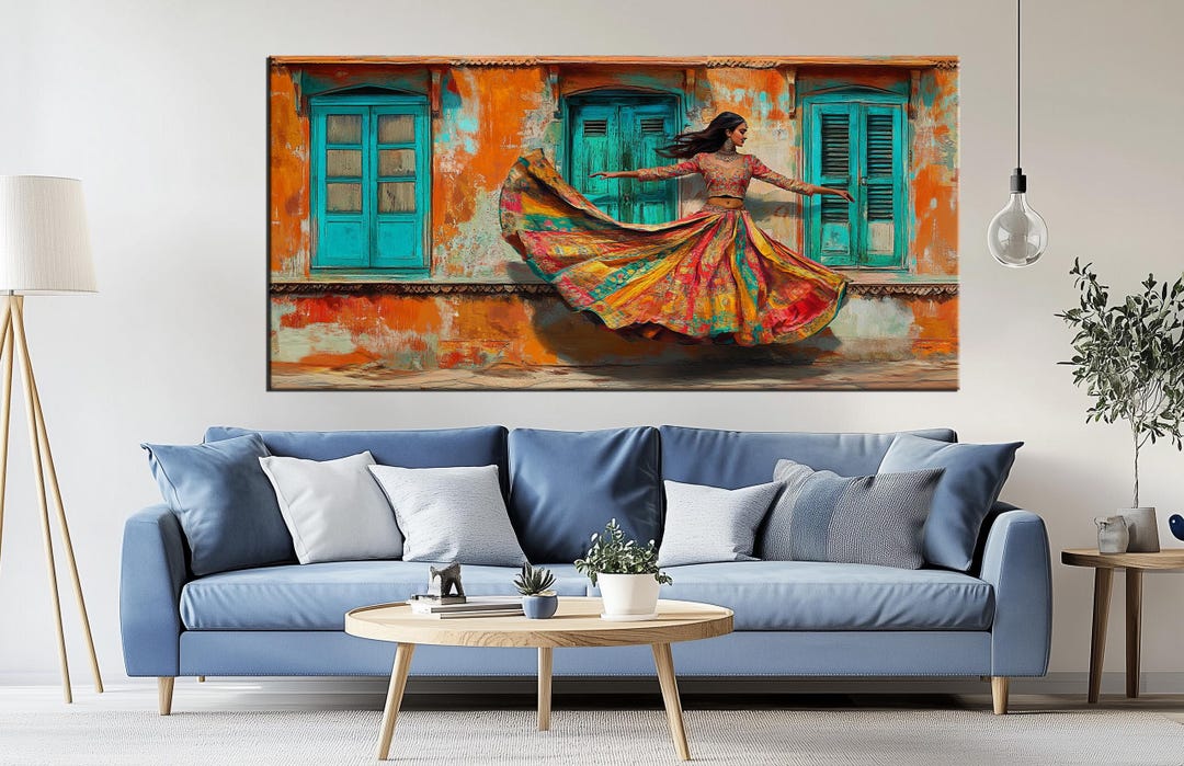 Colorful Indian Dance Wall Art | Vibrant Canvas Print | Traditional ...