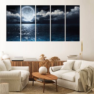 Extra Large Wall Art Night Sky Full Moon Wall Art Canvas Printing Wall ...