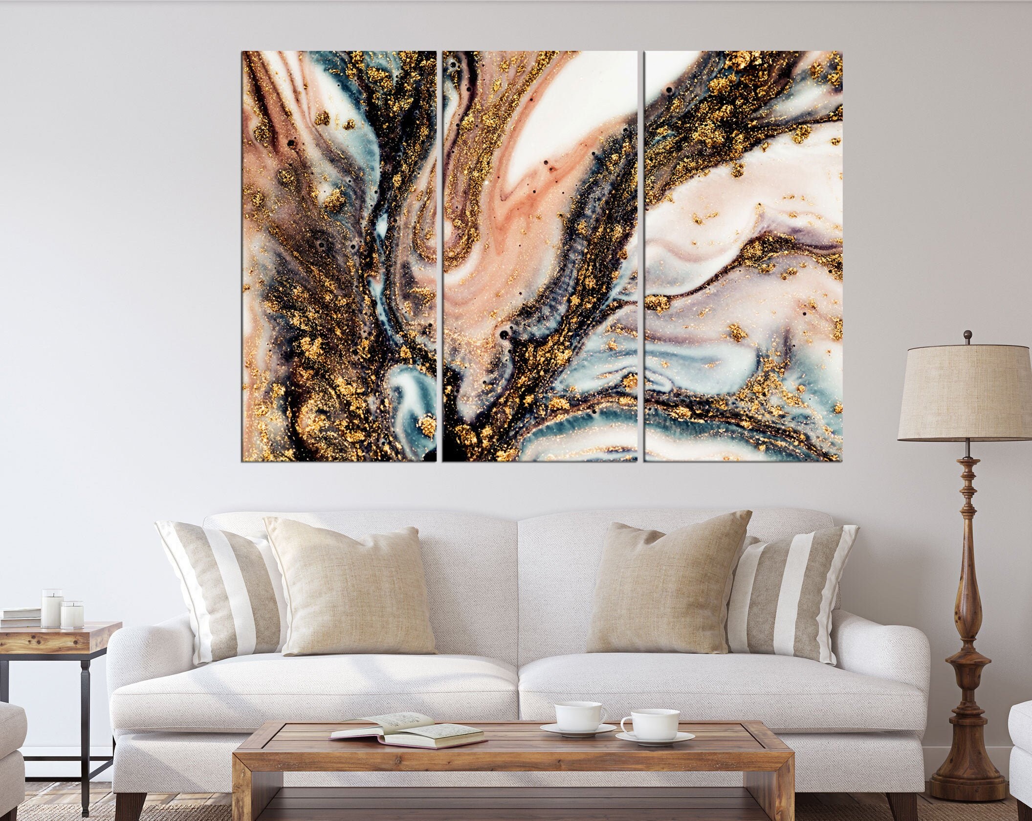 Marbe canvas print marble wall art glitter Marble painting | Etsy