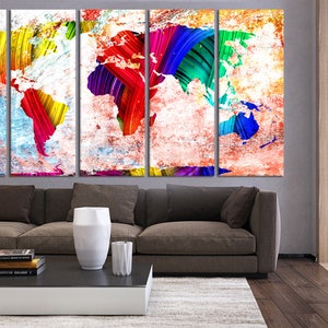 Huge Large World Map on Canvas World Map Unique World Map in - Etsy