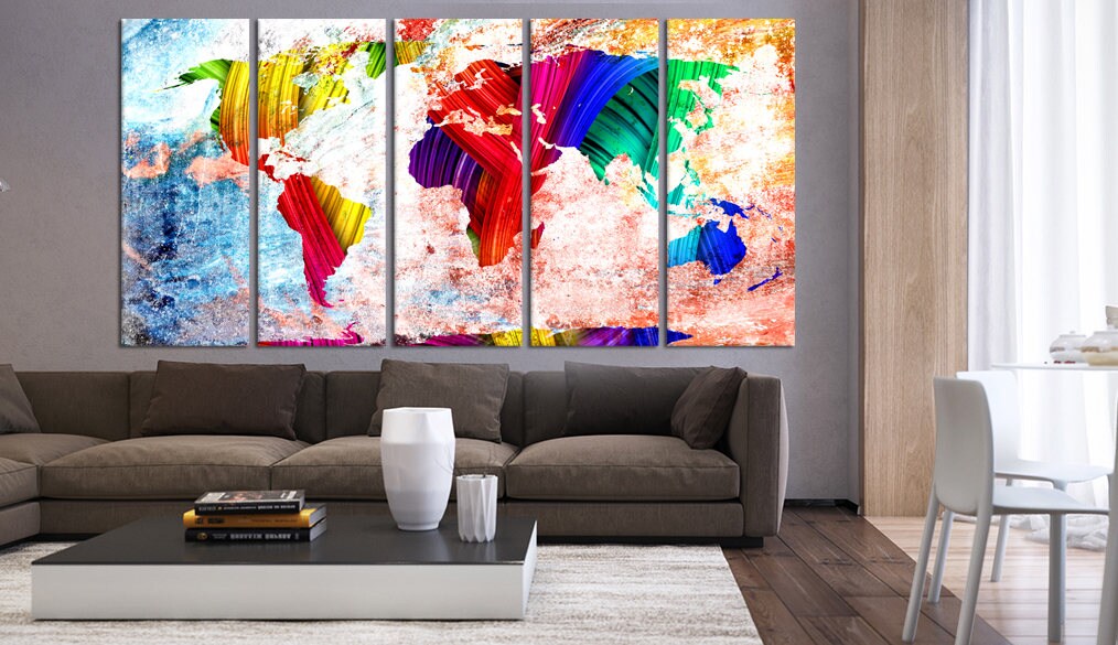 Huge Large World Map on Canvas World Map Unique World Map in - Etsy