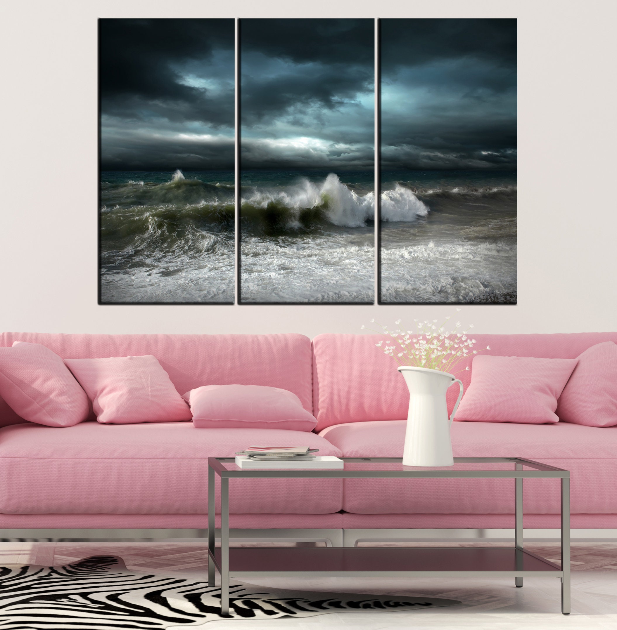 Large Ocean storm waves wall art canvas waves canvas print | Etsy