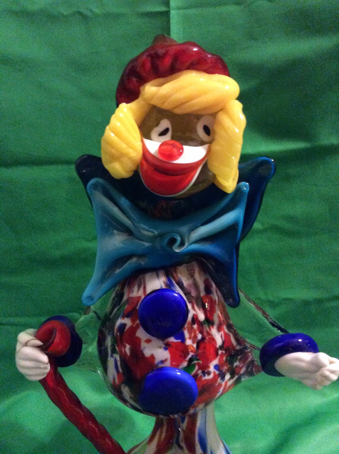 Murano Clown with Cane Red Hat Gold Hair Blue Tie Pot Big Lips | Etsy