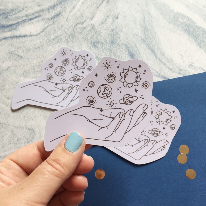 Celestial Hand Aesthetic Stickers Line Art Stickers - Etsy