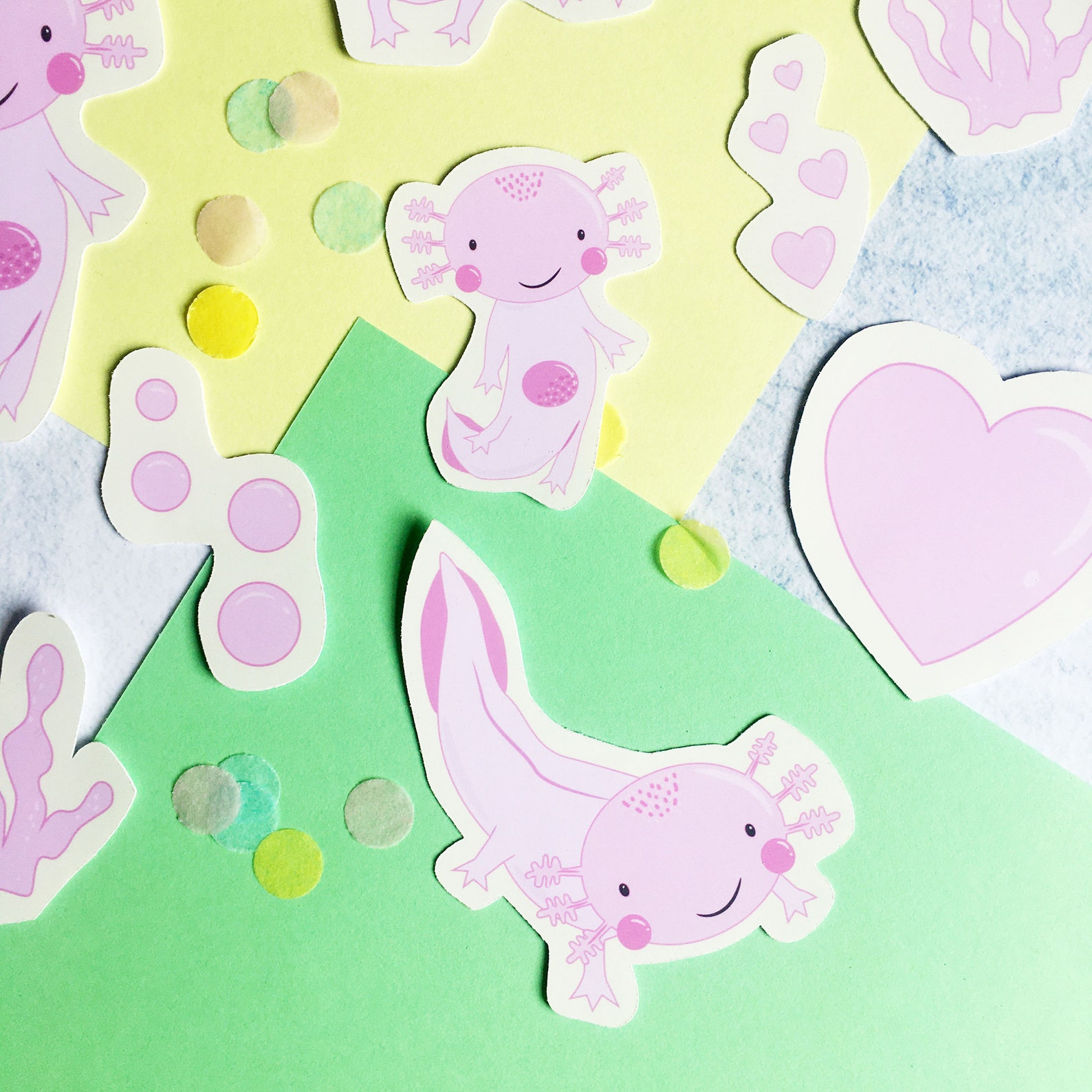 Axolotl Stickers Cute Animal Stickers Kids Sticker Packs - Etsy