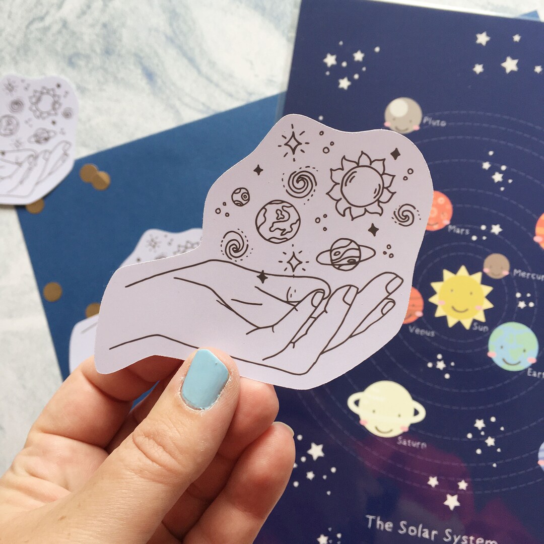 Celestial Hand Aesthetic Stickers Line Art Stickers - Etsy