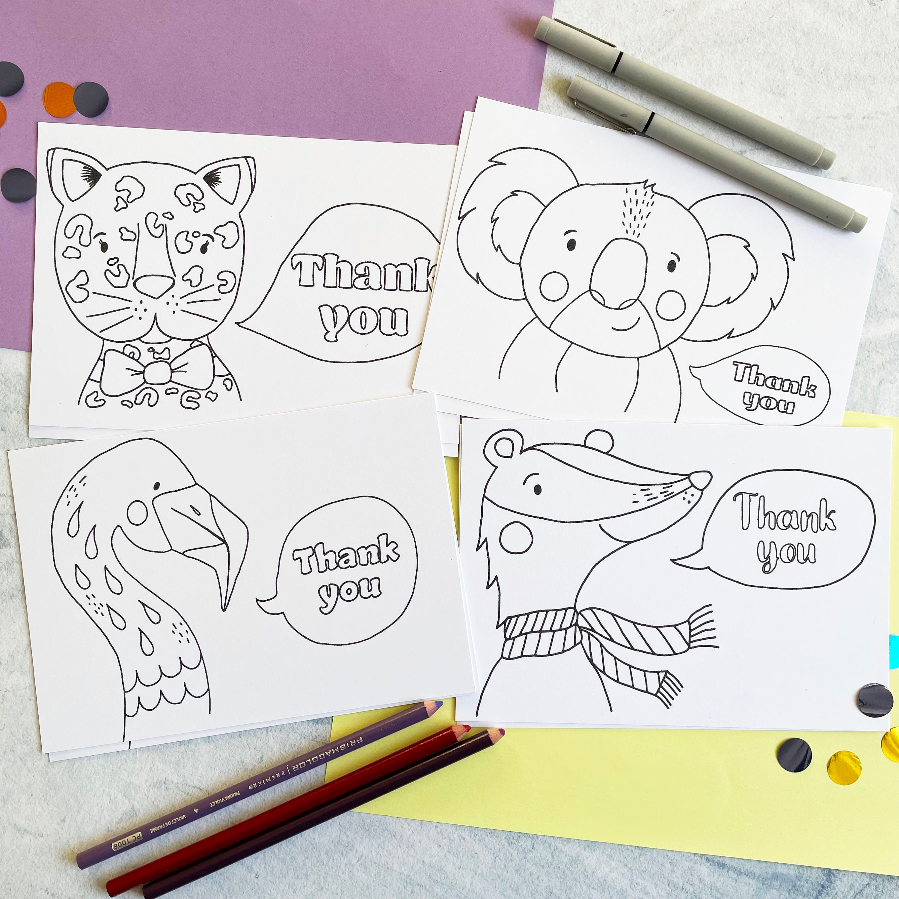 Paper & Party Supplies Paper Animal Postcards Thank You Postcards ...