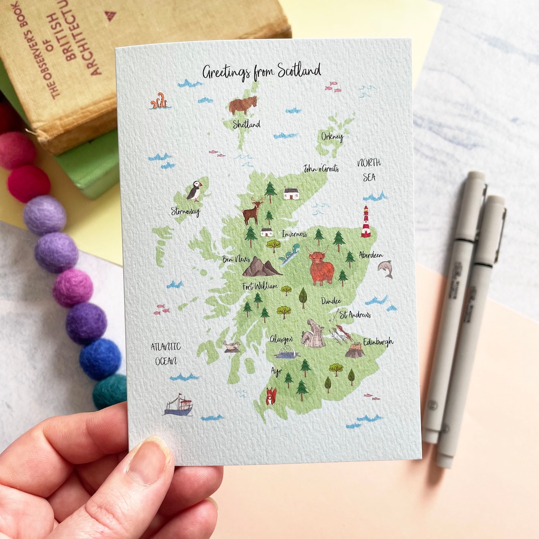 Scottish Greeting Card, Greetings From Scotland, Scotland Map, Scottish ...