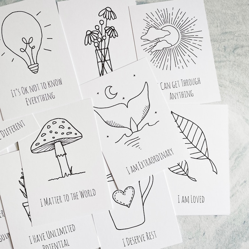 Positive Affirmation Cards Mindfulness Cards for Kids | Etsy