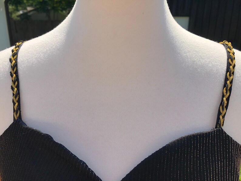 Early 80's Black & Metallic Gold Disco Dress - Etsy