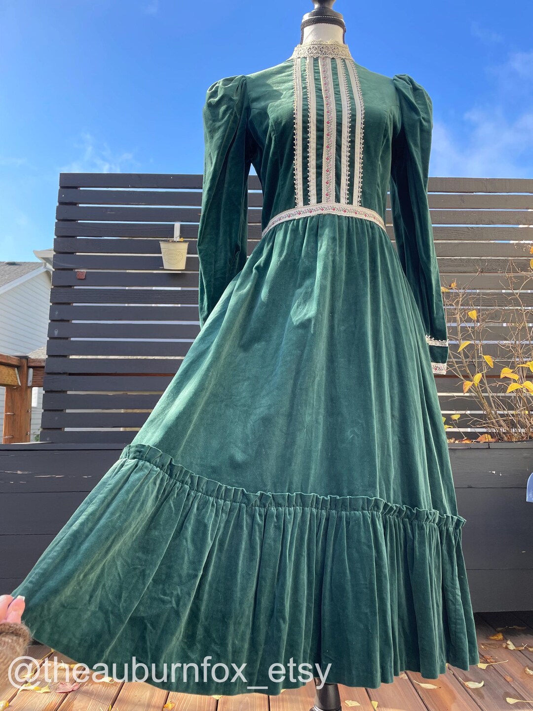 70's Gunne Sax Emerald Green Velvet Midi Dress Sz S - Etsy