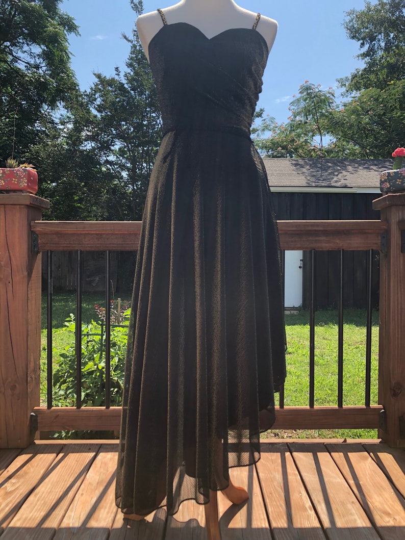 Early 80's Black & Metallic Gold Disco Dress - Etsy