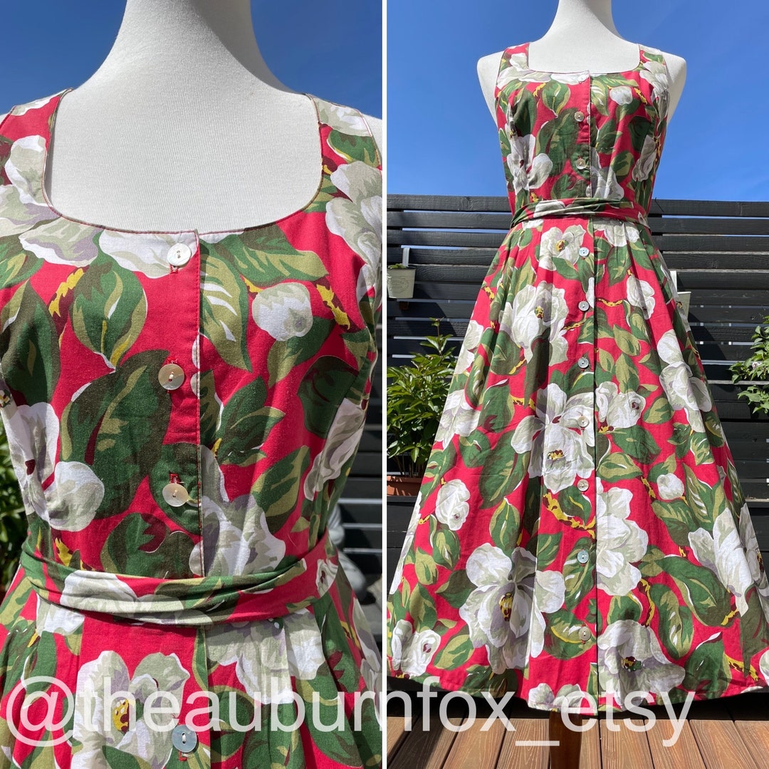 80's Carol Anderson Magnolia Print Sundress Sz S/M - Etsy
