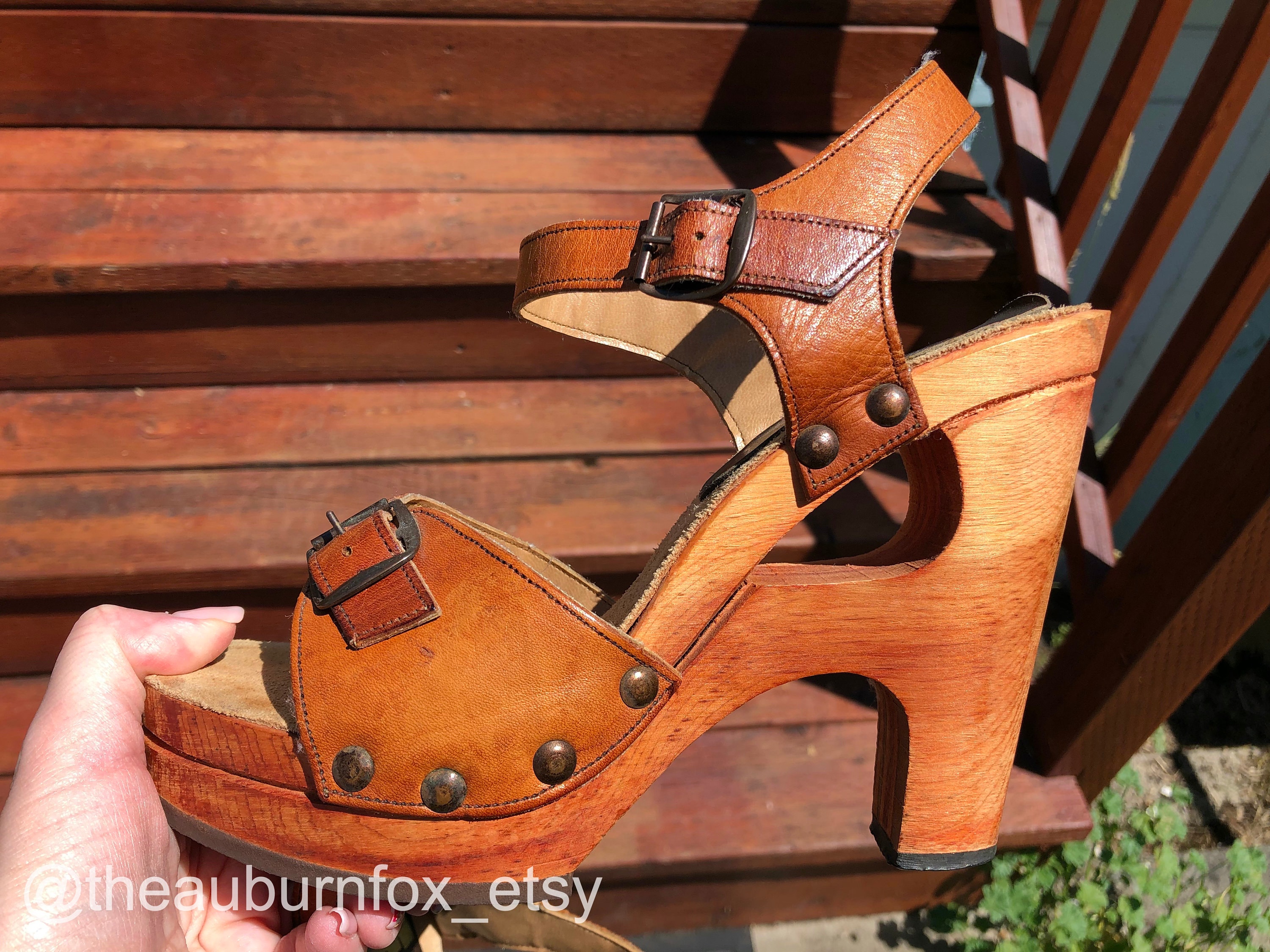 70's Wooden Platform Sandals by Stuff by Frank Sbicca Sz | Etsy