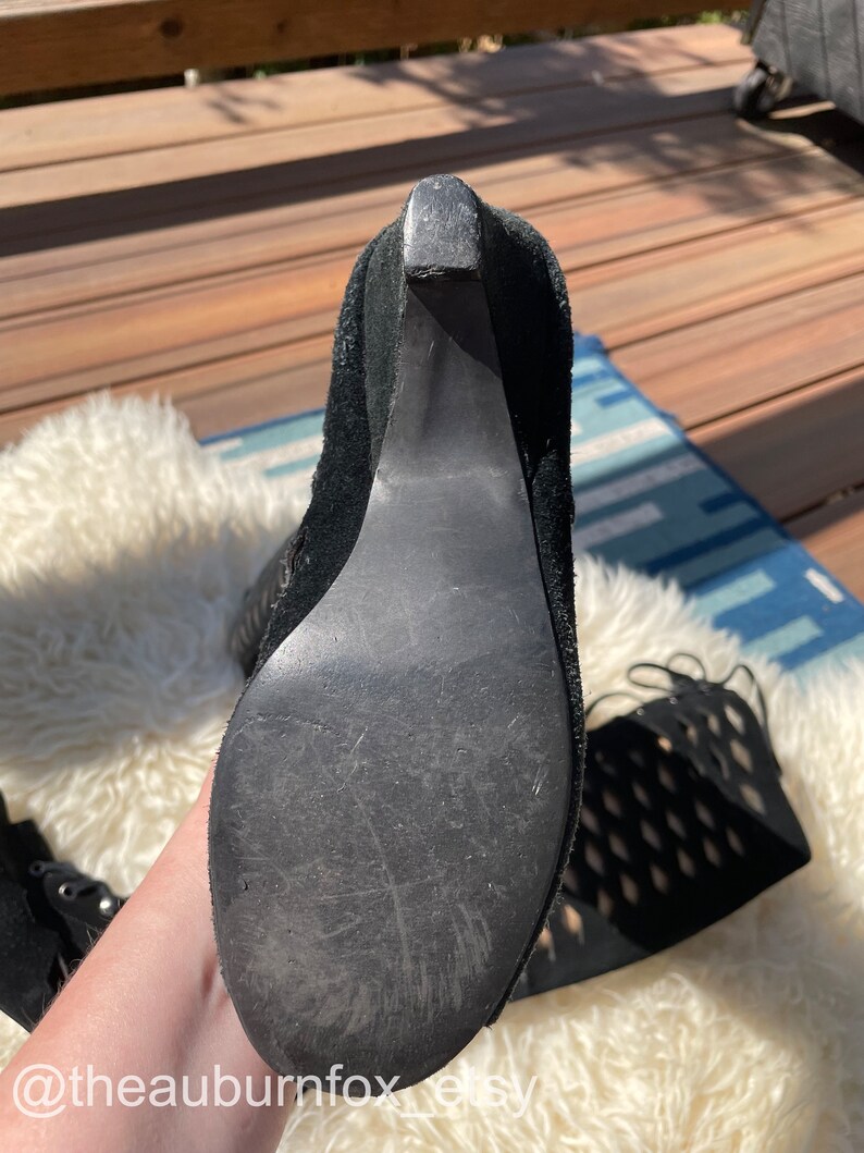 Black Suede Cutout Knee-hi Lace up Boots Sz 6.5/7 - Etsy