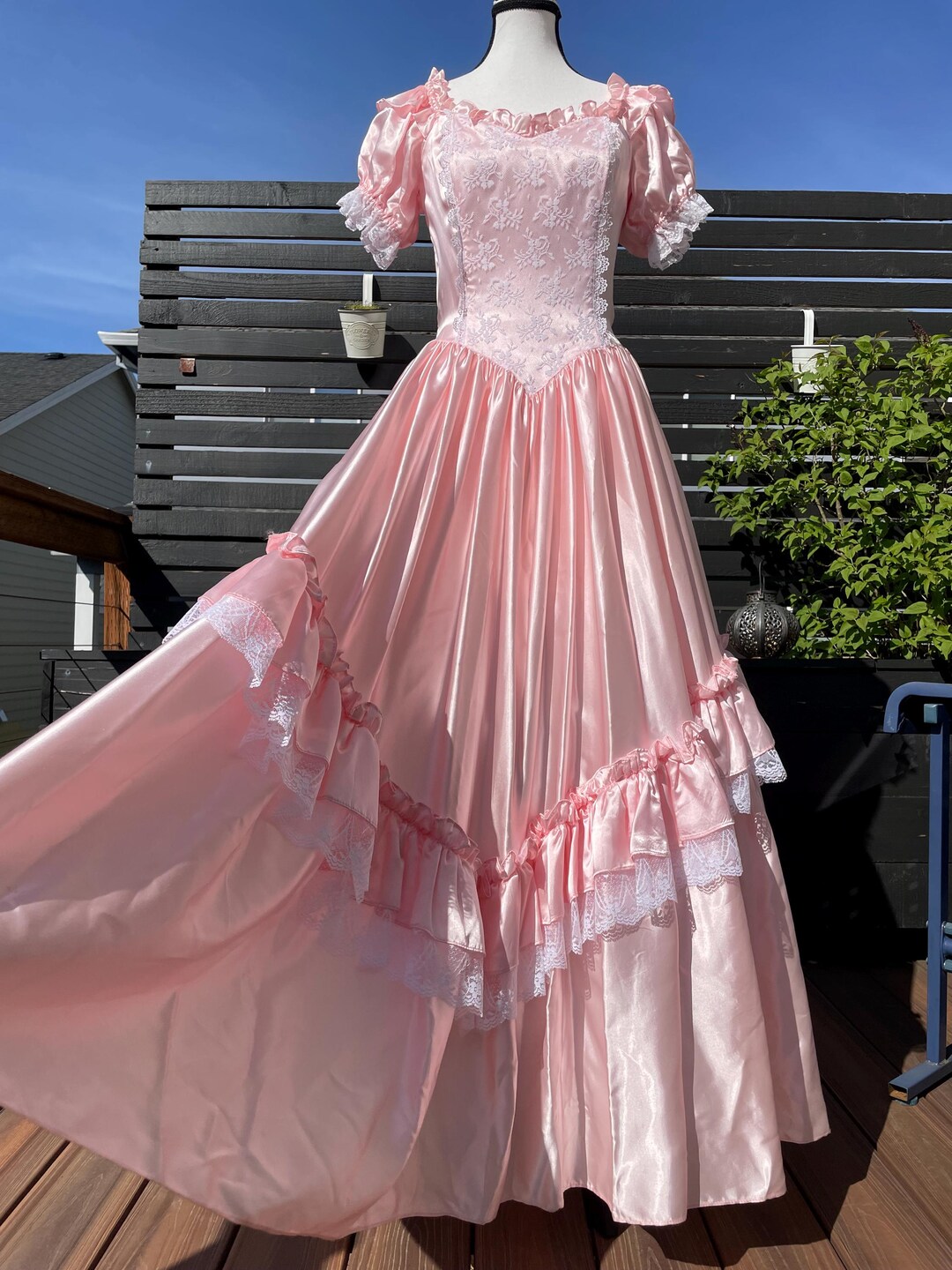 80's Gunne Sax Pink Satin & Lace Prom Dress Sz S - Etsy