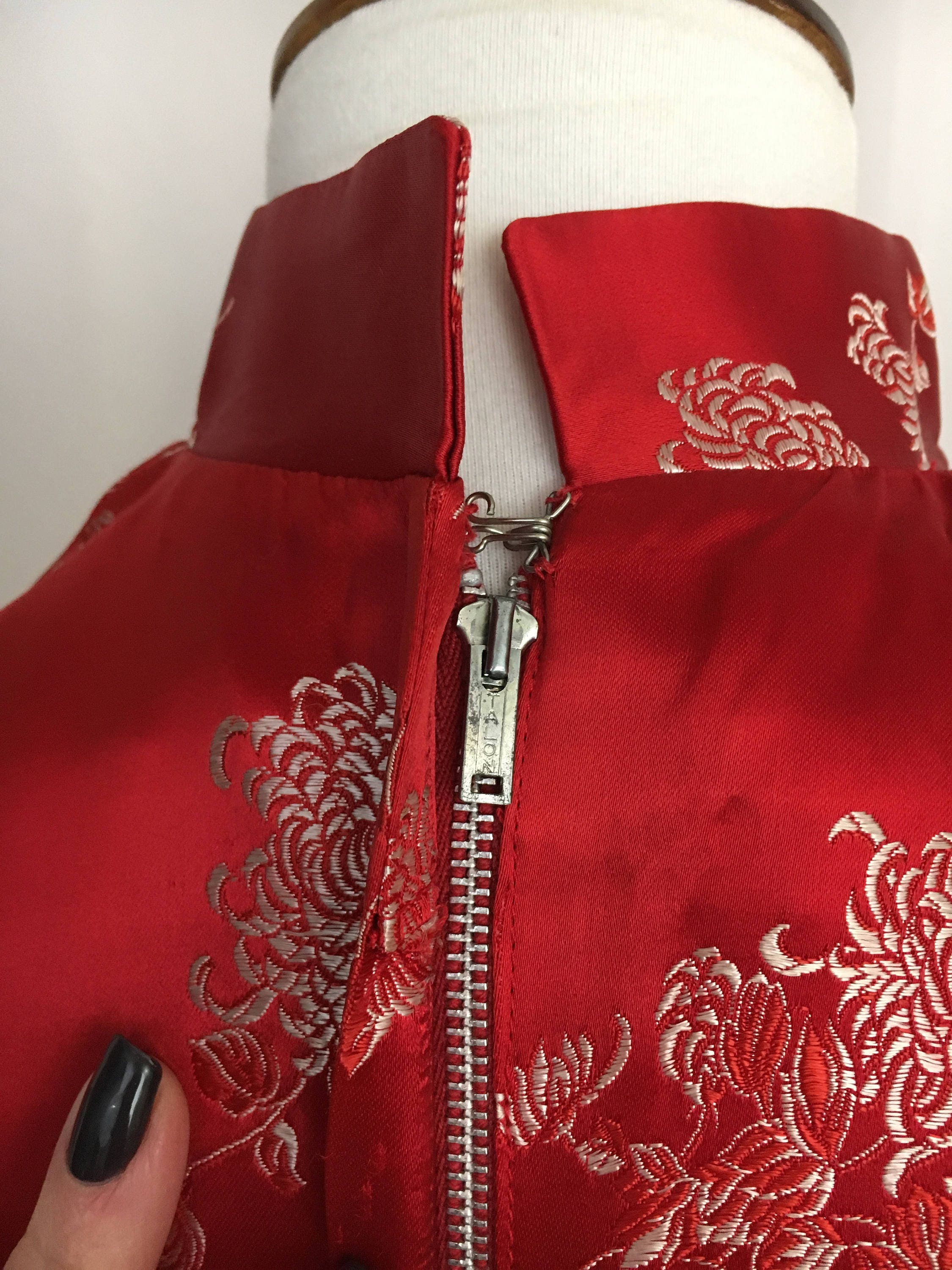 Beautiful 50's Cherry Red Silk Royal Hawaiian Cheongsam | Etsy