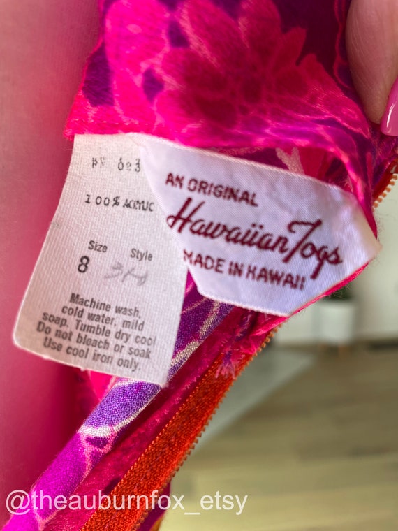 70's Hawaiian Togs Purple Passion Floral Sunset Dress… - Gem