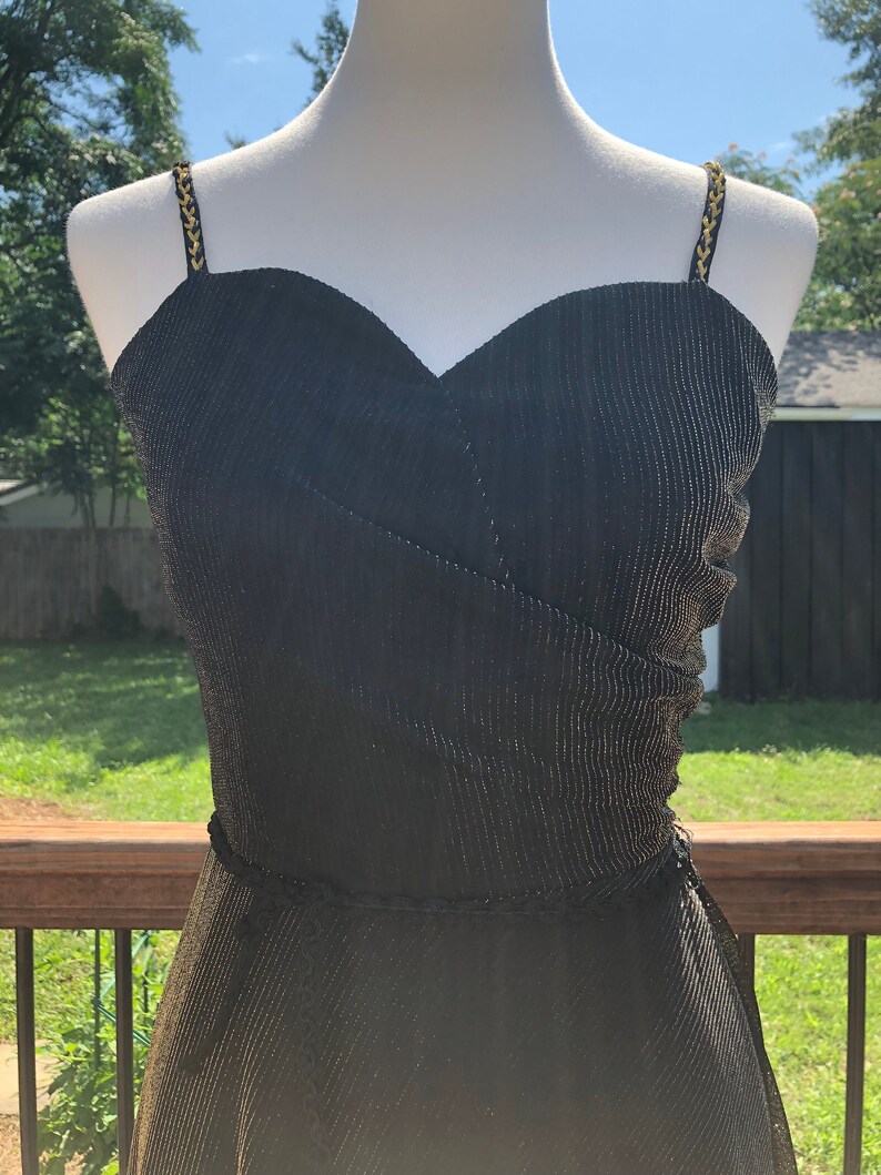 Early 80's Black & Metallic Gold Disco Dress | Etsy