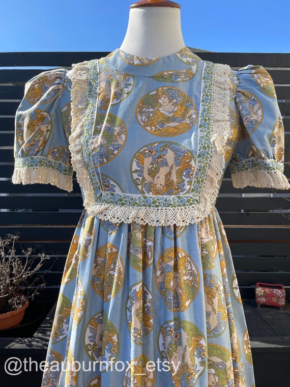 70's Rag Dolls Art Nouveau Women with Blue Flowers Ma… - Gem