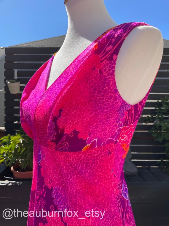 70's Hawaiian Togs Purple Passion Floral Sunset Dress… - Gem