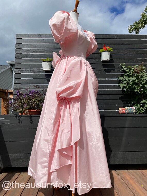 1985 Gunne Sax Pink Taffeta Formal Gown Sz S - Gem