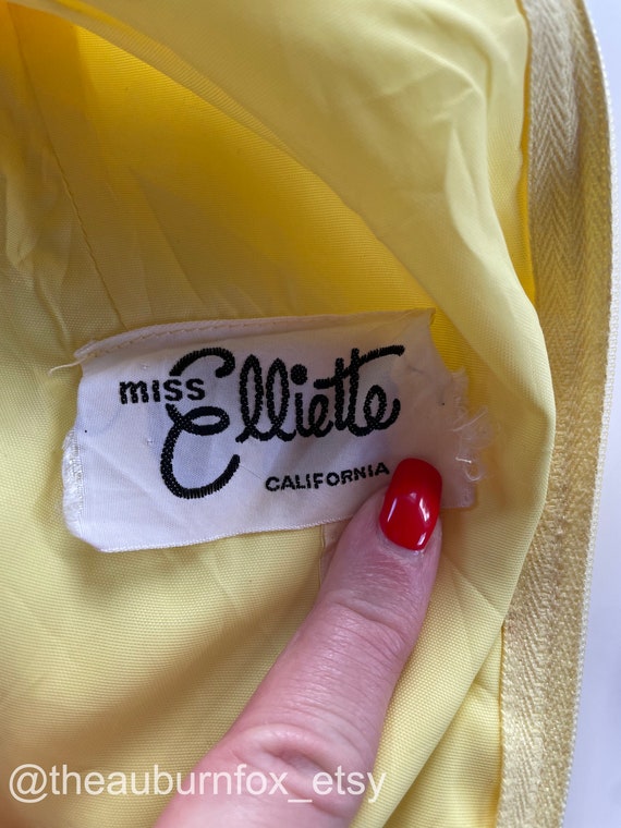 70's Miss Elliott Lemon Yellow Chiffon Maxi Dress Sz … - Gem