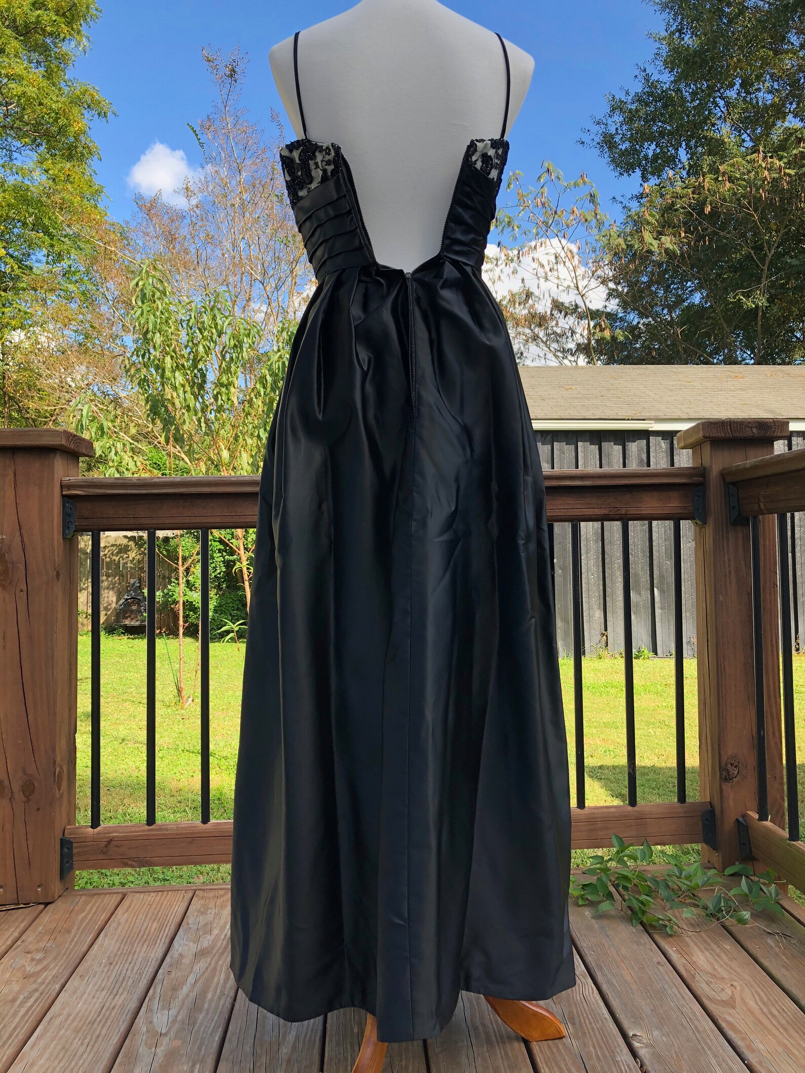 60's Mike Benet Formals Black Satin & Lace Gown Sz XXS - Etsy