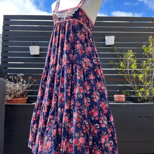 70's Royal Blue Floral Tent Sundress by You Babes Sz XS - Etsy