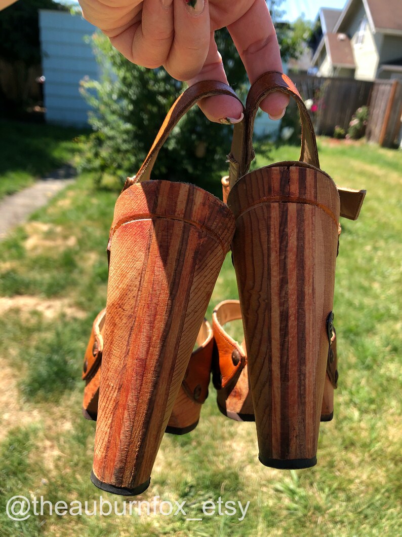 70's Wooden Platform Sandals by Stuff by Frank Sbicca Sz | Etsy