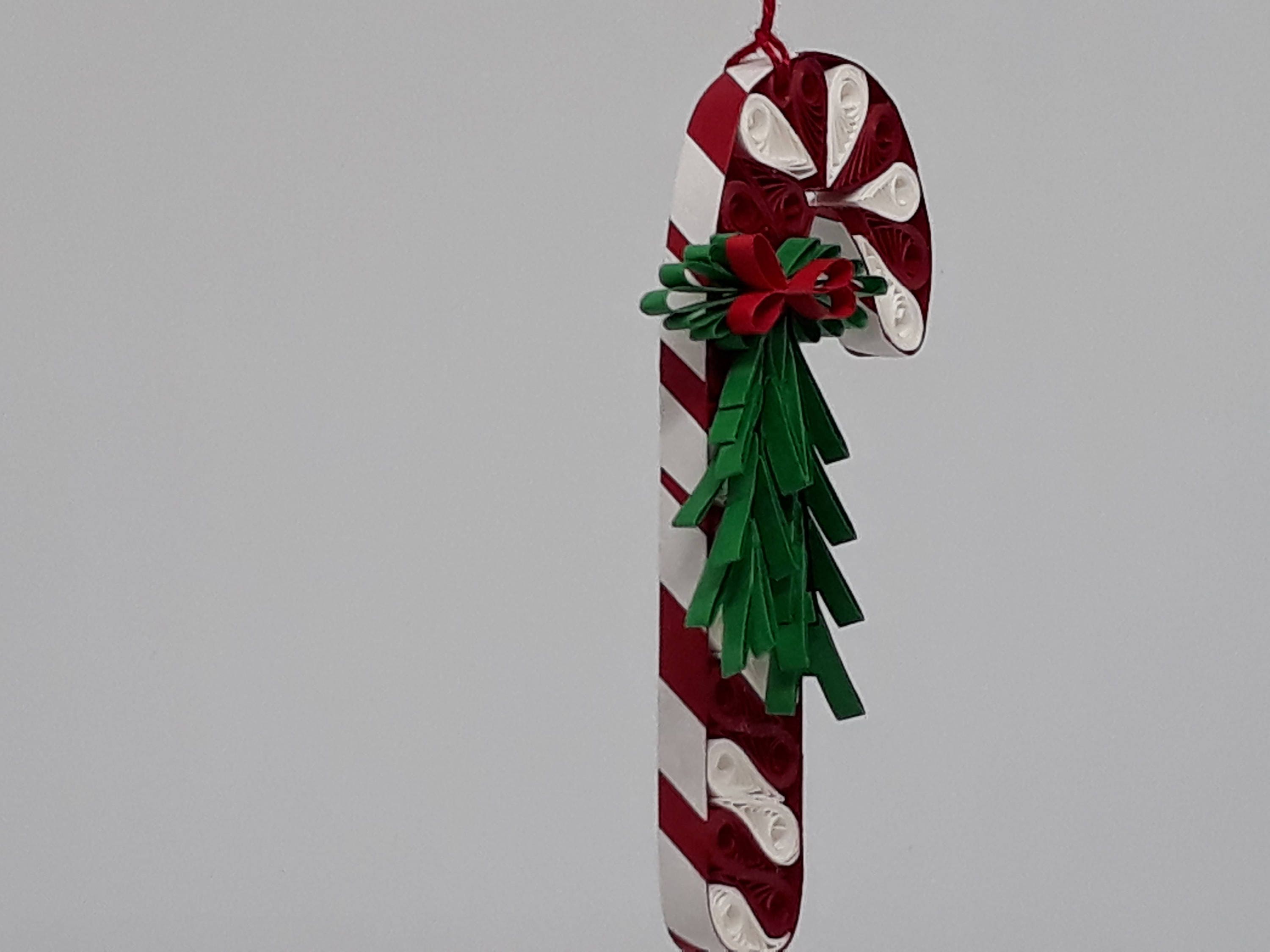 Quilled Christmas Candy Cane Ornament. - Etsy