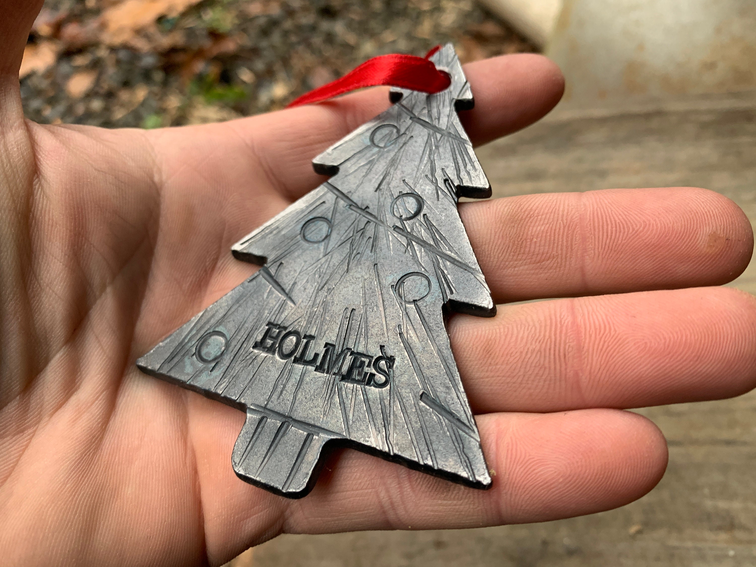 Blacksmith Forged Christmas Tree Ornament. Personalization or ...
