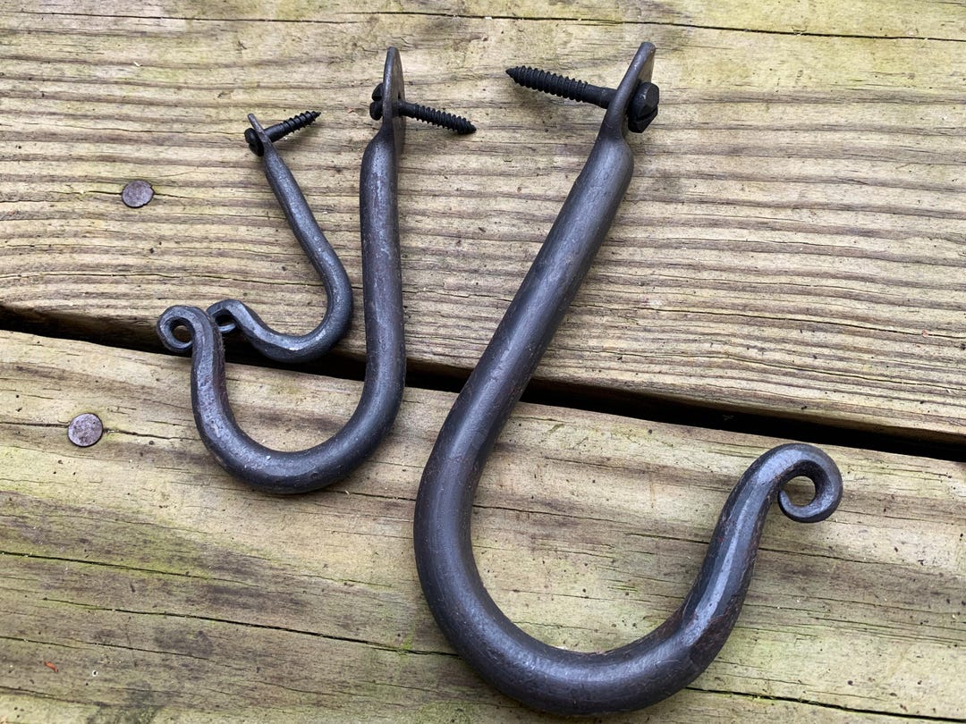 Round Rustic Iron Hook. Blacksmith Hand Forged From Wrought Iron ...