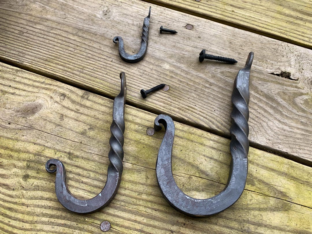 Blacksmith Iron Hooks. Hand Forged in USA, Twisted Wrought Iron ...